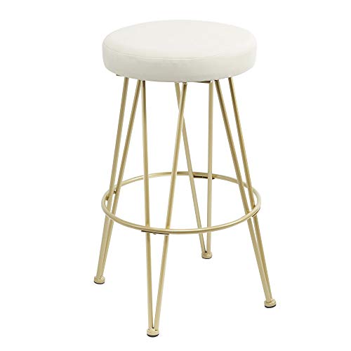 Silverwood Vinnie Leather and Metal 29" Upholstered Backless Counter Height Barstool, White
