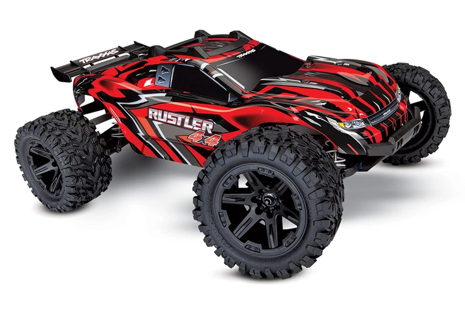 Traxxas 67064-1 Rustler 4x4 High Performance Stadium Truck with Remote Control, Battery, and Charger, 1/10 Scale, 4WD, Red