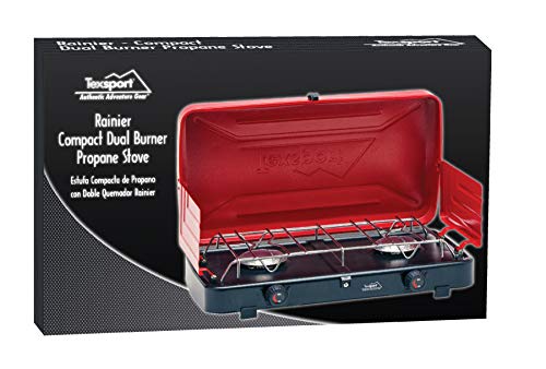 Texsport Rainier Compact 2 Burner Propane Outdoor Camping Stove 11" L x 12" H x 18" W