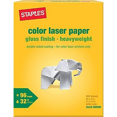Staples Color Laser Paper, 8 1/2" x 11", Glossy, 300/Pack