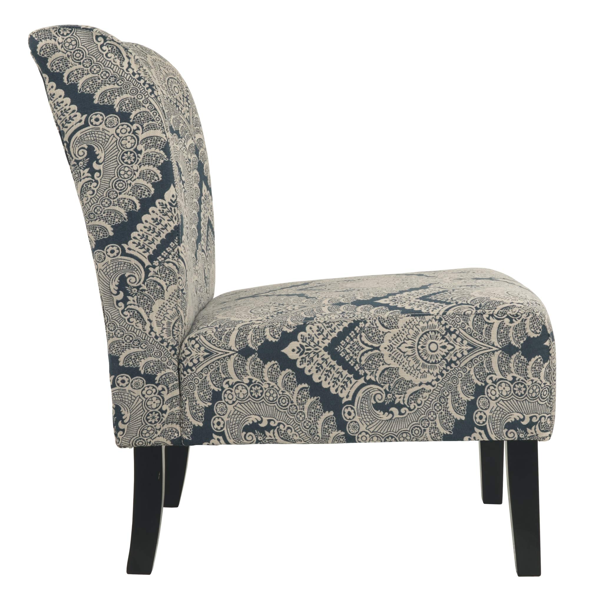 Signature Design by Ashley Honnally Modern Medallion Pattern Accent Chair, Blue & Ivory
