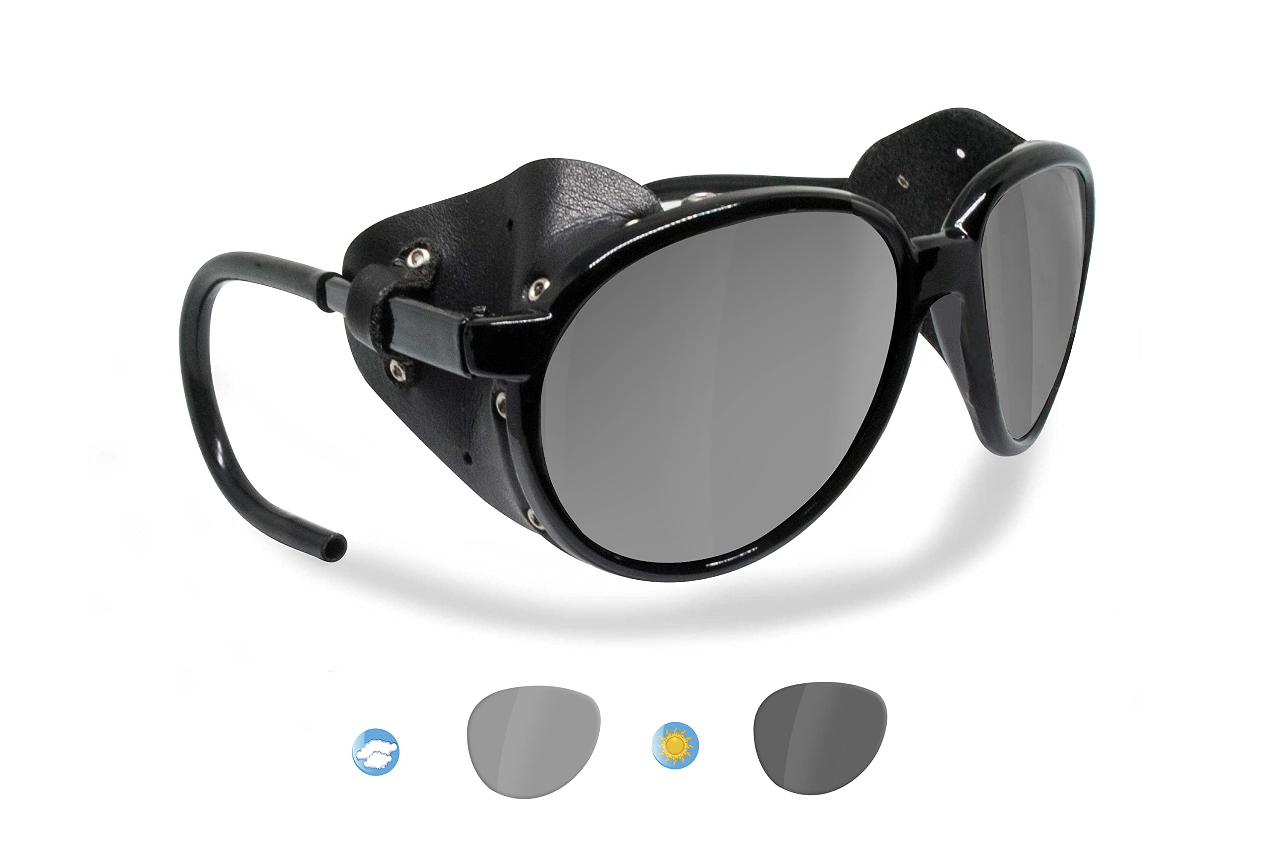 Polarized Sunglasses for Mountain Hiking Trekking Glacier Snow mod. Cortina Italy Shiny Black (Dark Brown Polarized)