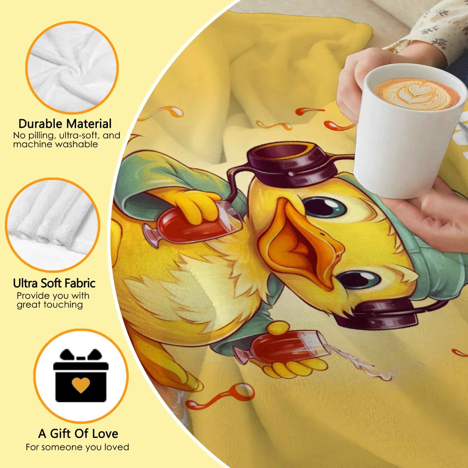 Rubber Duck Yellow Throw Blanket Super Soft Cozy Duck Blankets for Couch Bed Duck Gifts for Duck Lovers Duck Bathroom Decor Lightweight and Durable 40"x50"for Kids/Child