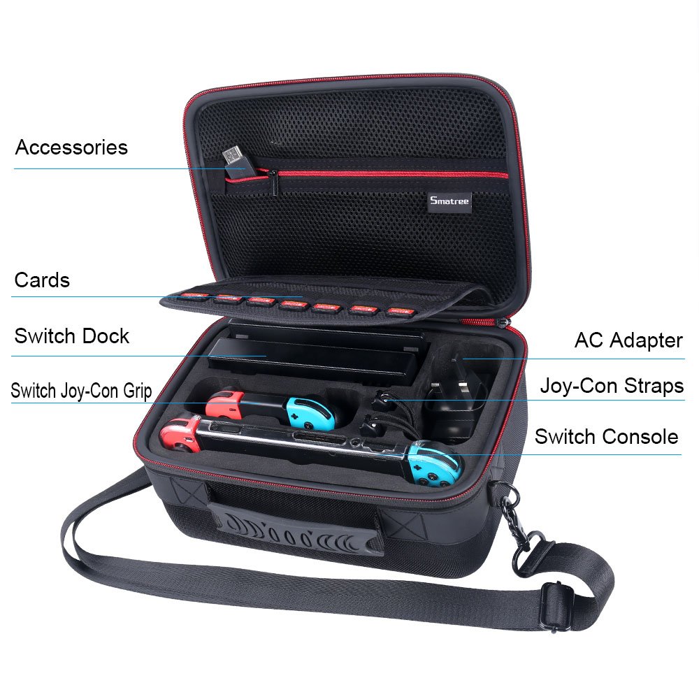 Smatree Travel Carrying Case Compatible for Nintendo Switch Game Storage Accessories Bag, Hard Case Fit for Switch Pro Controller/Ultimate Edition Pro Controller