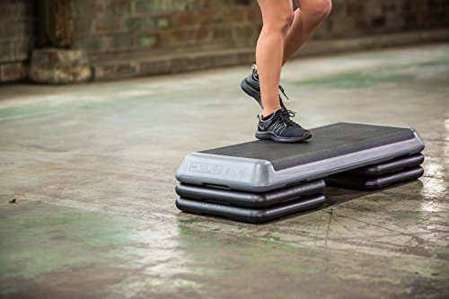 The Step (Made in USA Original Aerobic Platform for Total Body Fitness β Health Club 4 Risers Grey