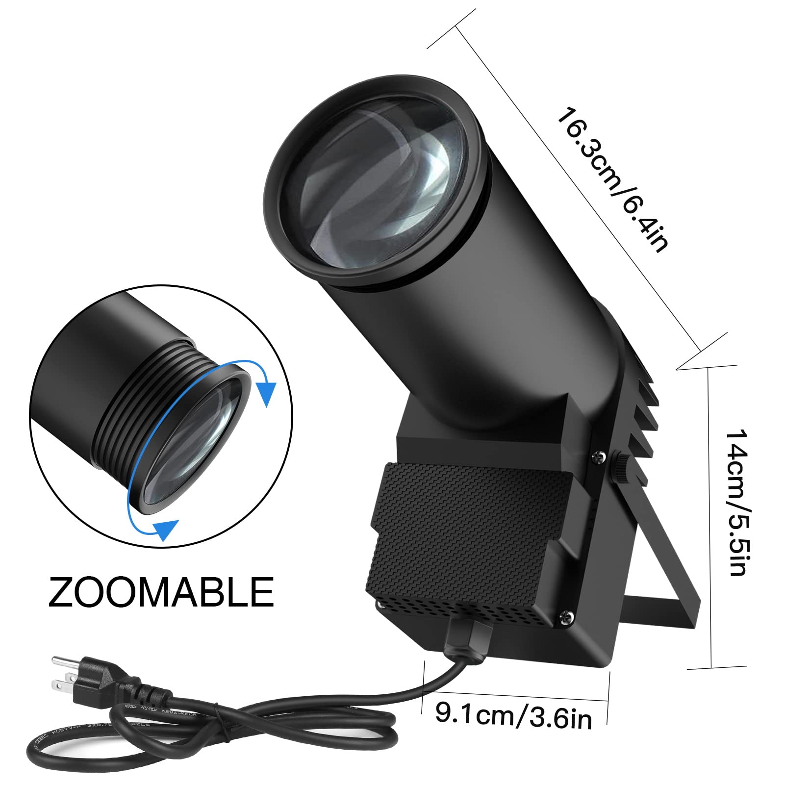 U`King Pinspot Light RGBW 10W LED Beam Pin Spot by DMX 512 Sound Activated Controlled Spotlight for Mirror Ball Party Wedding DJ Disco Shows Spot Lighting Black