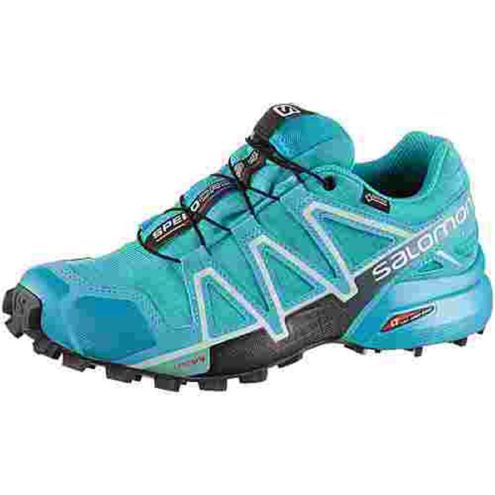 Salomon Women's Speedcross 4 GORE-TEX Trail Running Shoes, Black/Black/Metallic Bubble Blue, 8 M US