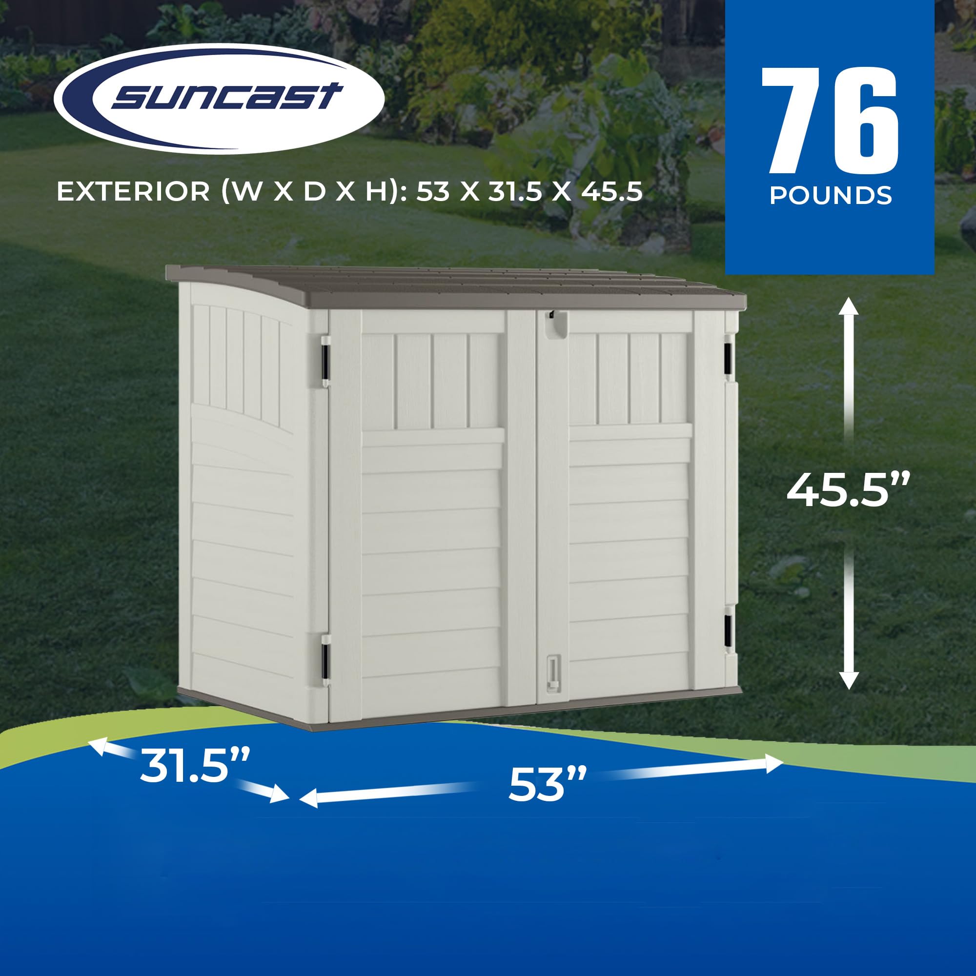 Suncast 3 Door Large Durable Locking System Horizontal Storage Shed Stow Away for Garden, Lawn, Poolside and Backyard, Ivory (3 Pack)
