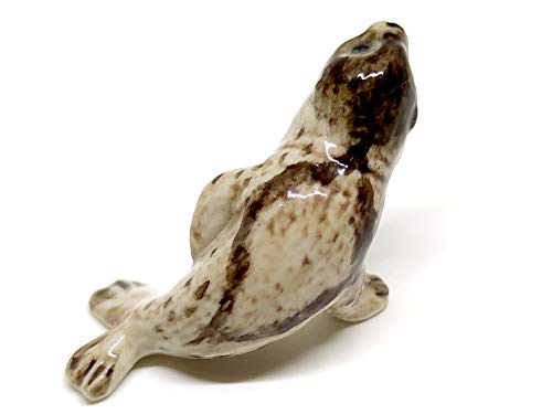 SSJSHOP Earless Seal Dollhouse Miniature Figurines Hand Painted Ceramic Animals Collectible Gift Home Garden Decor