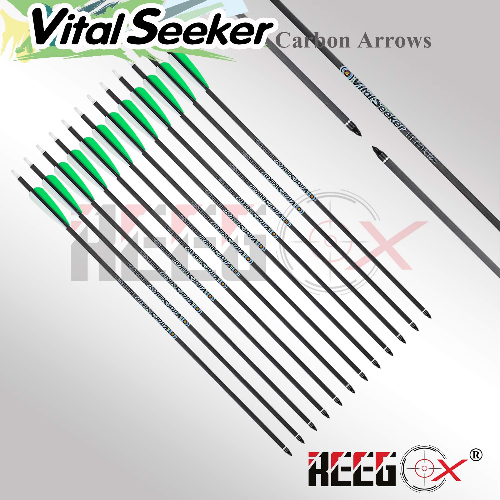 REEGOX Arrows Archery Hunting Practice Arrows for Compound and Recurve Bow-30 inch Target Arrows for Youth & Adults with Removable Tips(Pack of 12)