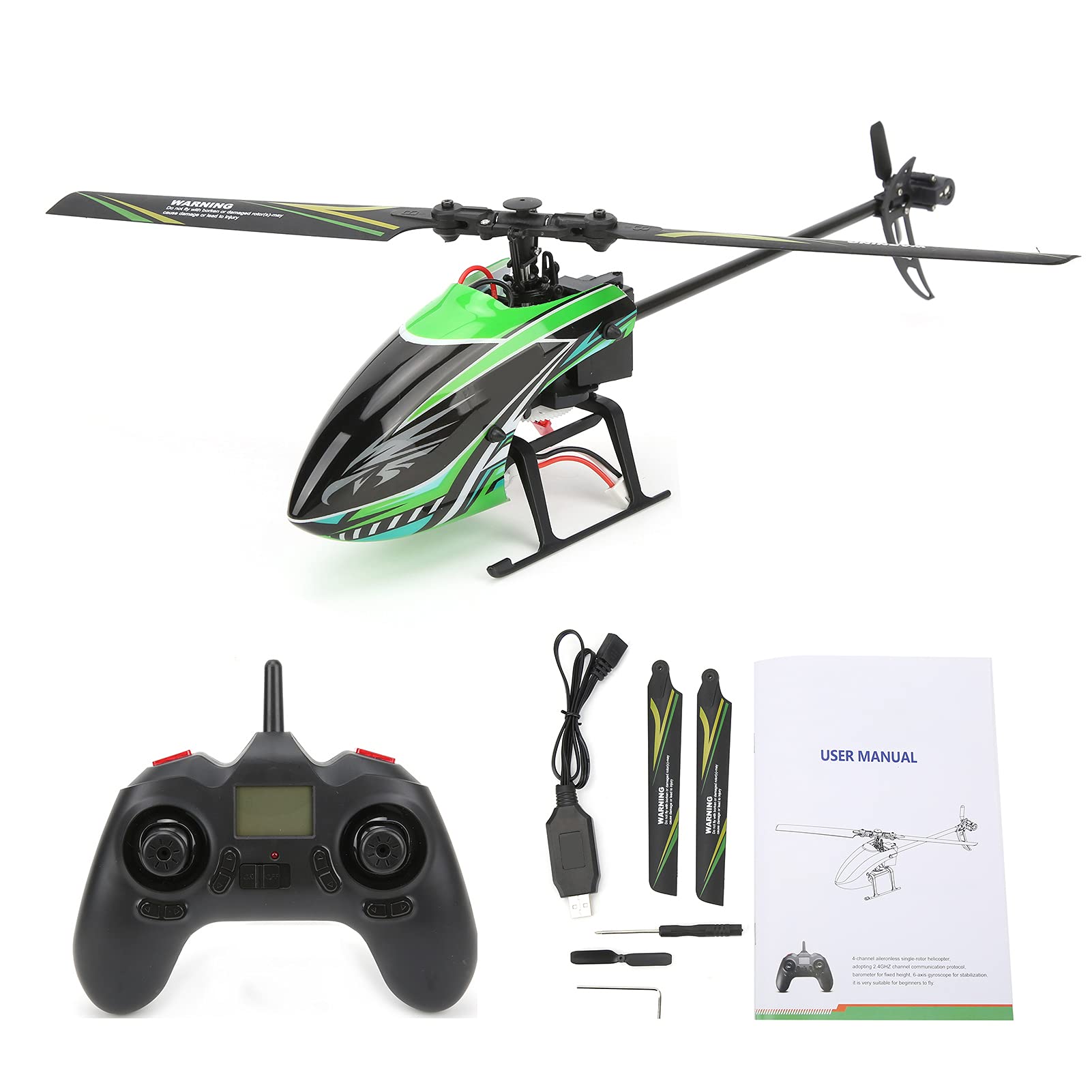 SPYMINNPOO F03 RC Helicopter, 2.4G 4CH 6?Aixs Gyro Flybarless One Key Take Off Height Hold Helicopter Outboardmotor Model Aircraft