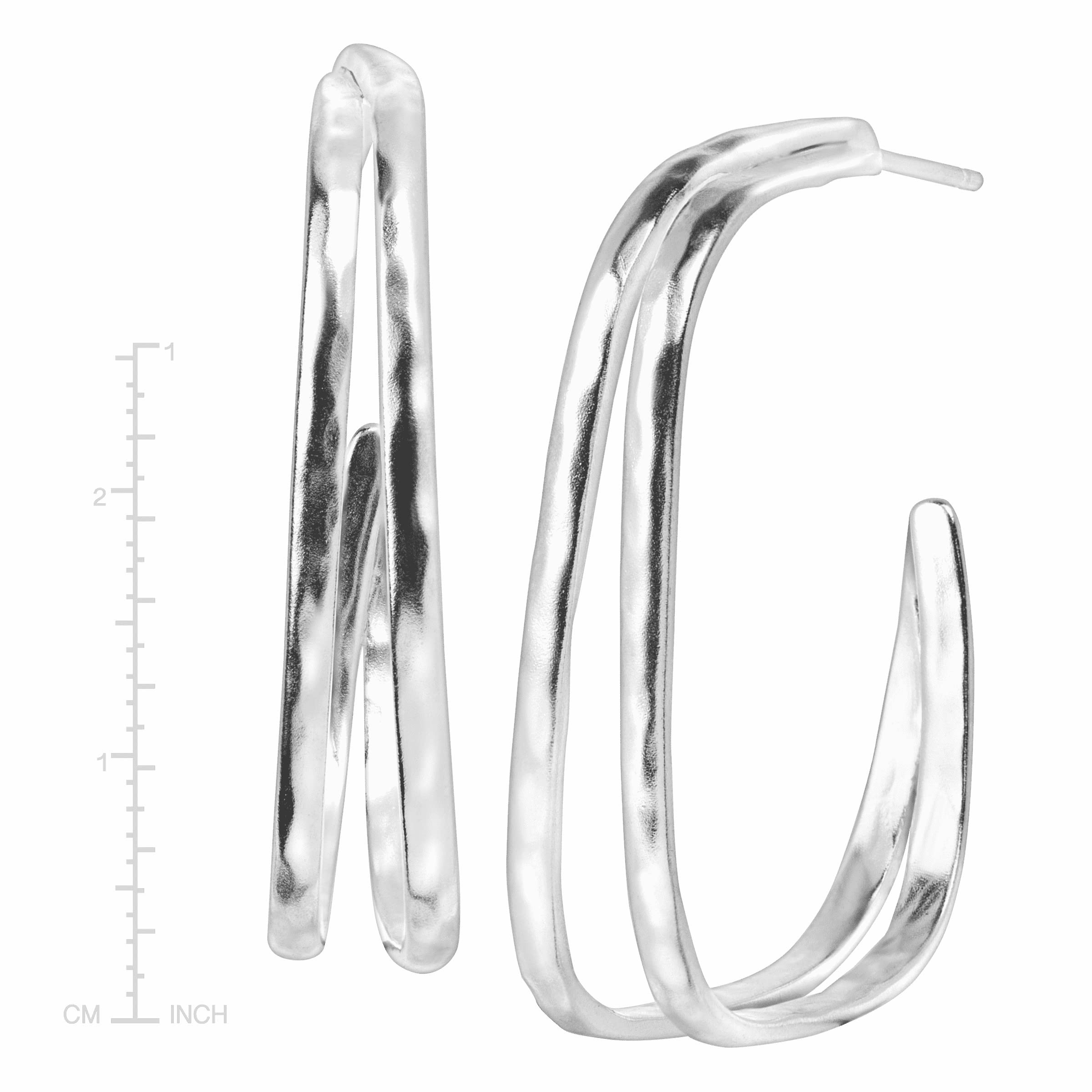 Silpada 'Natural Order' Geometric Hoop Earrings in Hammered Sterling Silver