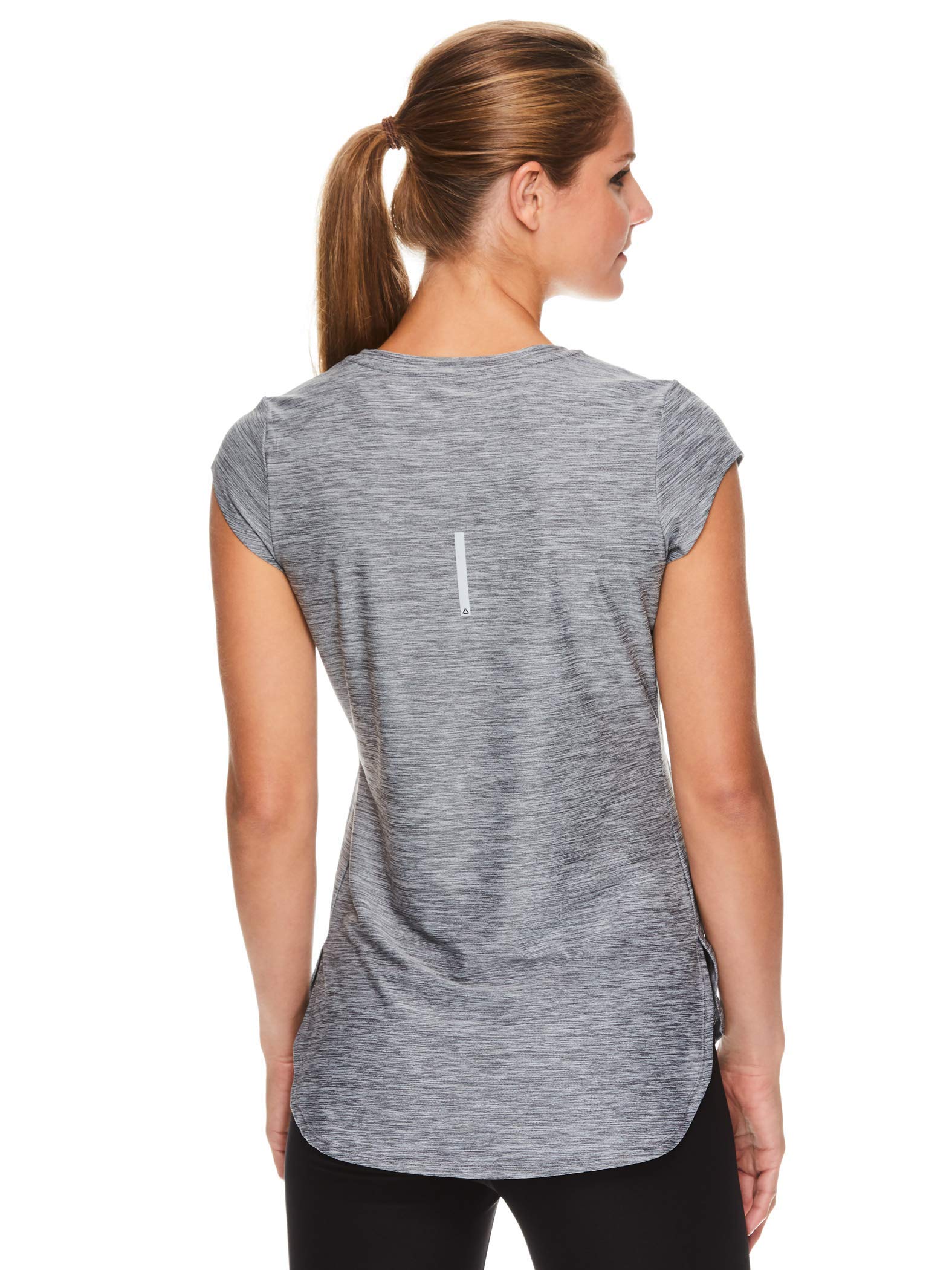 Reebok Women's Legend Running & Gym T-Shirt - Performance Short Sleeve Workout Clothes for Women - Quietshade Heather Grey, X-Small