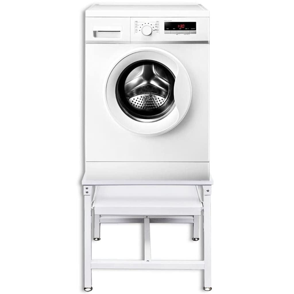 Washing Machine Pedestal with Pull-Out Shelf and Non-slip Pads - Adjustable Feet Steel Stand, Heavy Duty Appliance Base for Refrigerators, Dryers, Dishwashers 23.6" x 22.2" x 21.1"