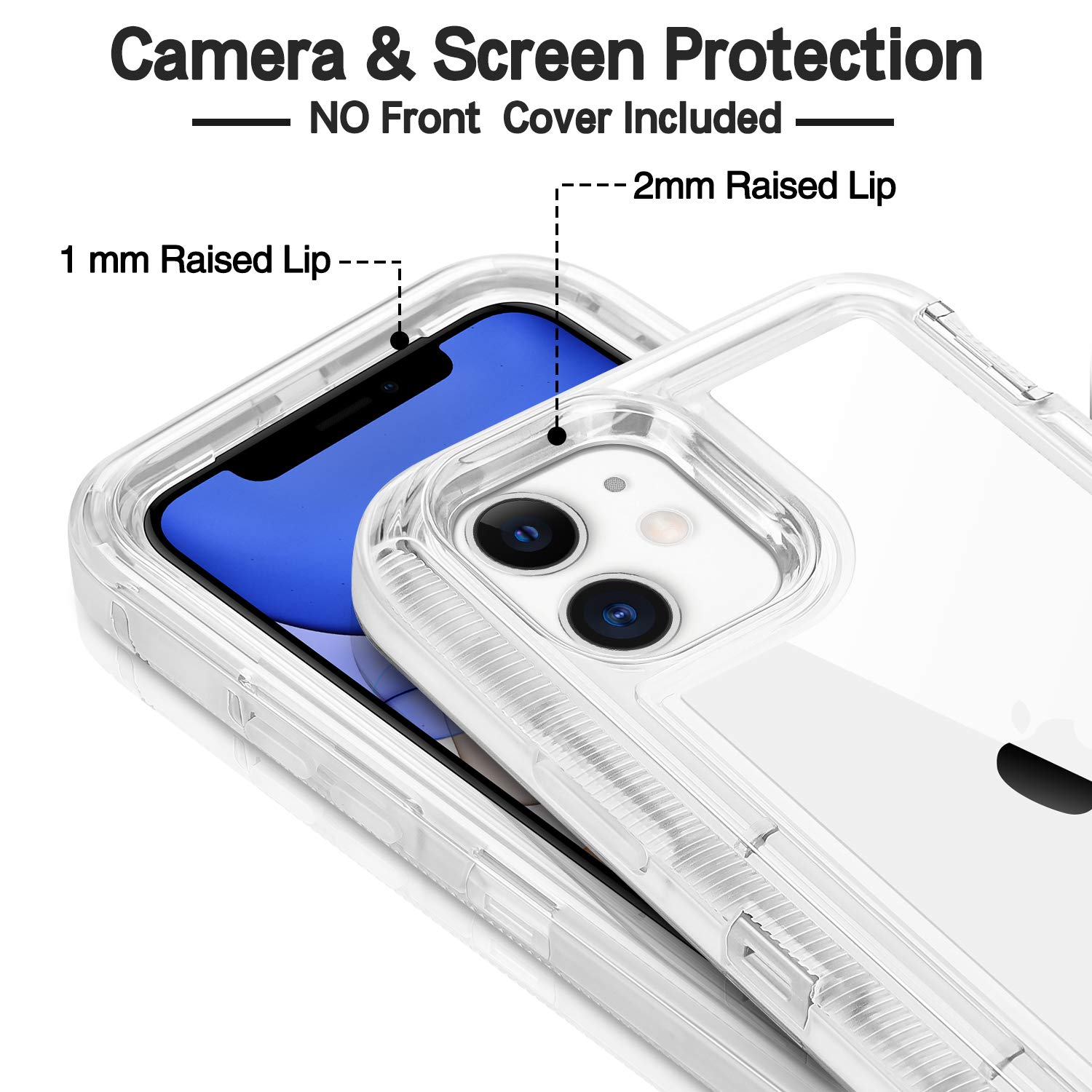 WESADN Case for iPhone 11 Clear Case Crystal Protective Cases for Women Men Heavy Duty Shockproof Hybrid Hard PC Bumper Drop Protection Soft TPU Cover for iPhone 11 6.1