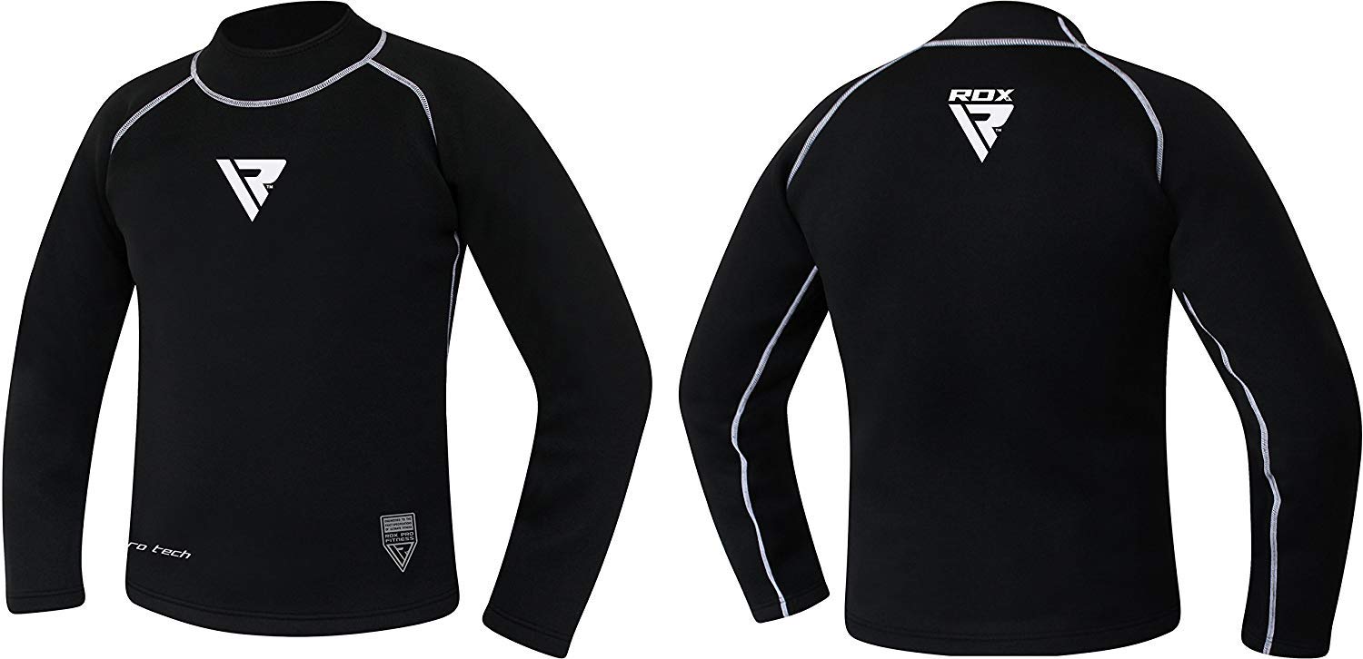 RDX Neoprene MMA Compression Base Layer Rash Guard Thermal Sauna Suit Shirt Top Sweatshirts,Black,X-Large