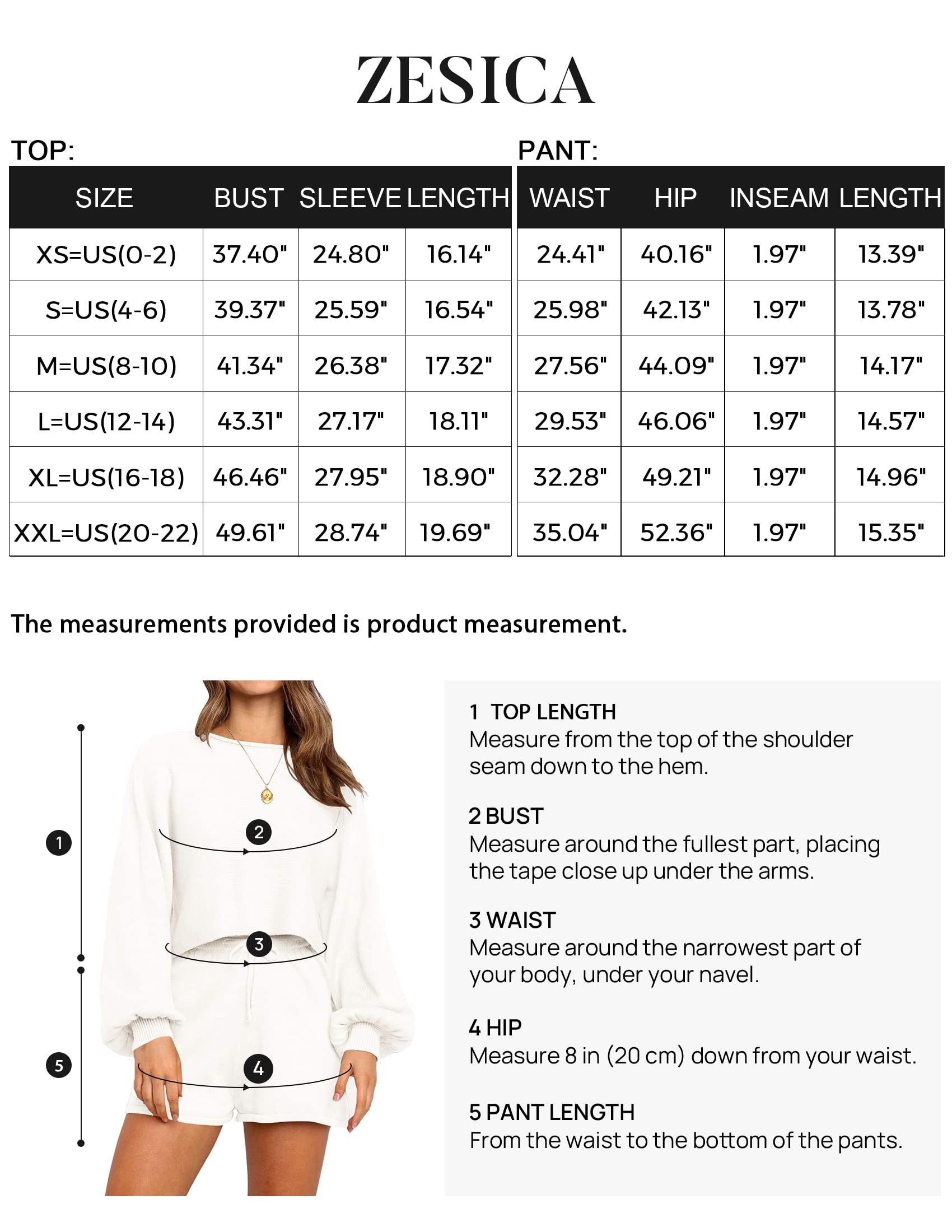 ZESICA Women's Casual Long Sleeve Solid Color Knit Pullover Sweatsuit 2 Piece Short Sweater Outfits Sets,White,Small