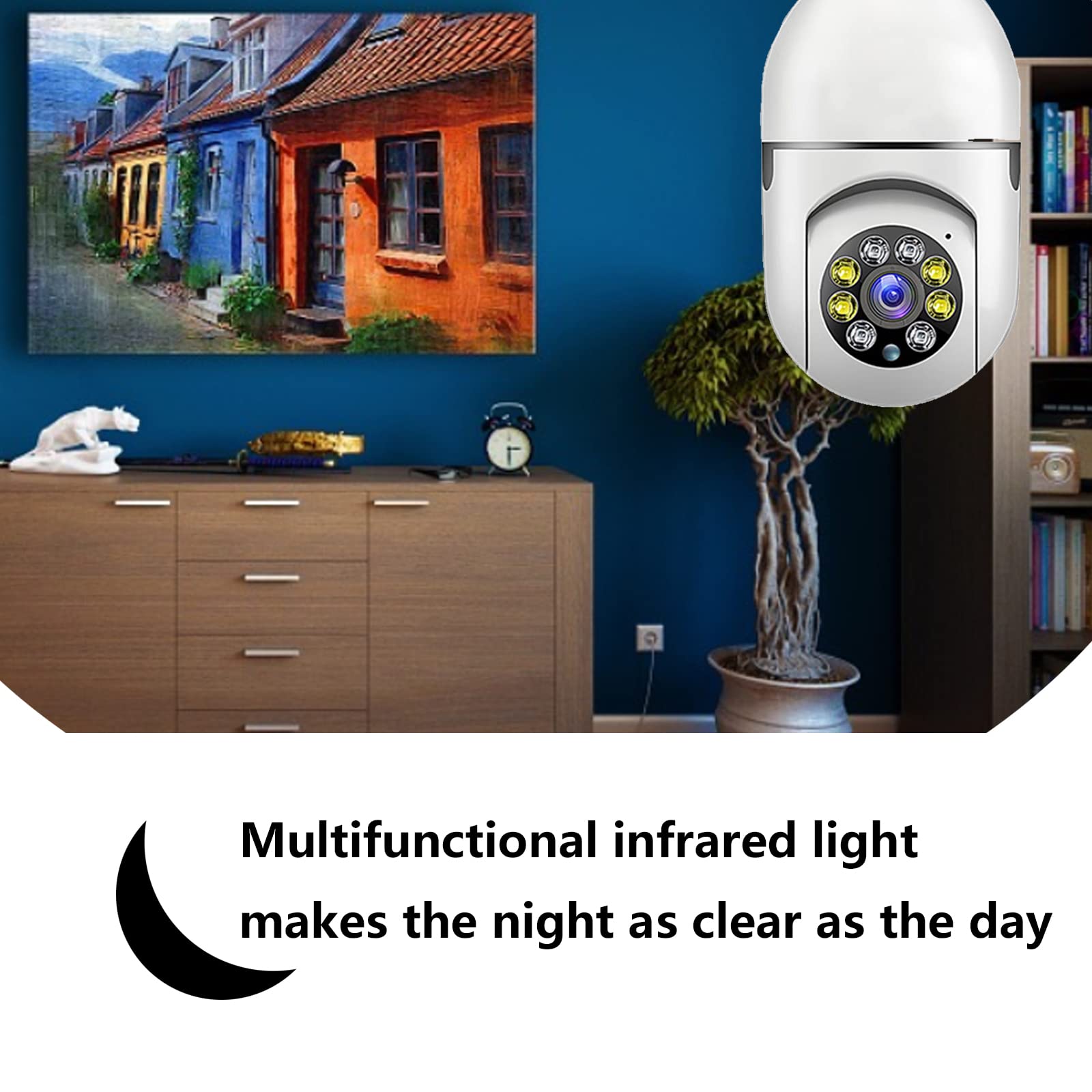 SSYING 2PCS Light Bulb Camera, 1080P 2.4G/5.0GWireless Light Bulb Camera WiFi Outdoor 360 Degree, Light Bulb Security Camera with Motion Detection, Two-Way Audio,Free Cloud Storage