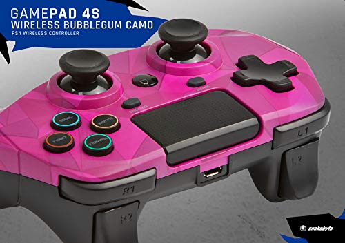 Snakebyte Wireless Gamepad Controller for PlayStation PS4 – Lag-Free – 3.5 Audio Jack – Motion Sensors – Dual Vibration – 6 Axis – Ergonomic Design – Programmable Functions - Bubbelgum Camo