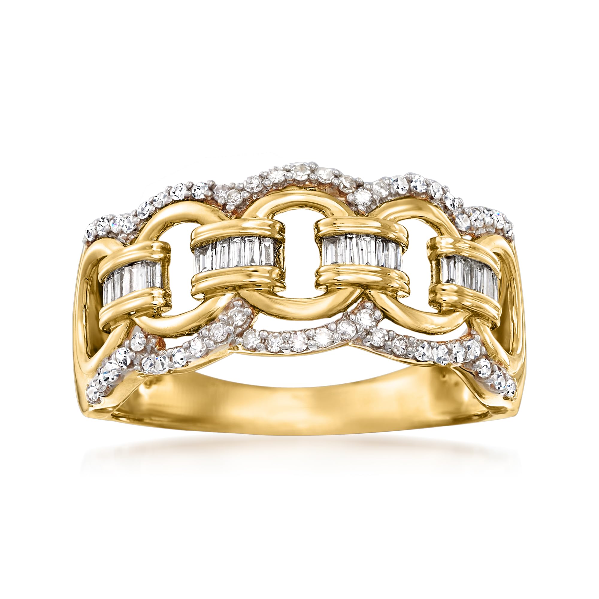 Ross-Simons 0.33 ct. t.w. Diamond Circle-Link Ring in 14kt Yellow Gold. Size 9