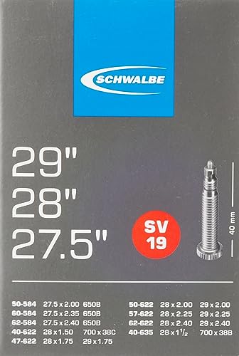 SCHWALBE Bicycle Tube with 40mm Presta Valve, 27.5 x 1.5-2.5-Inch, Black (10430343)