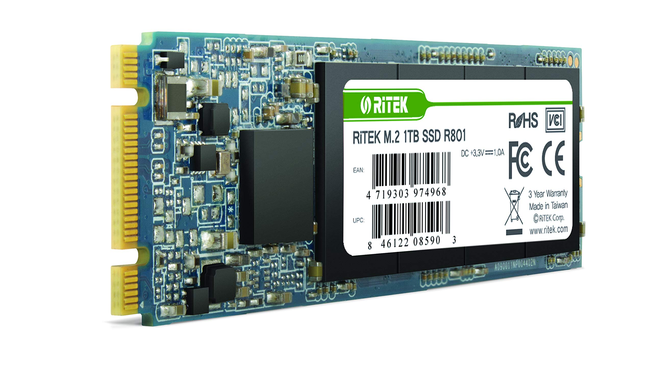 Ritek 1TB SATA III M.2 2280 6Gb/s Internal SSD Solid State Drive 3D NAND Up to 500 MB/s R801