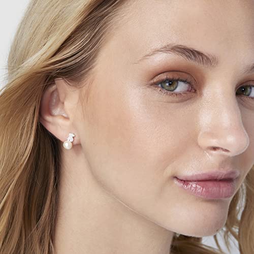 TOUS Sterling Silver Earrings for Women with Pearls & Bear Motif, Size: 1 cm. Puppies Collection