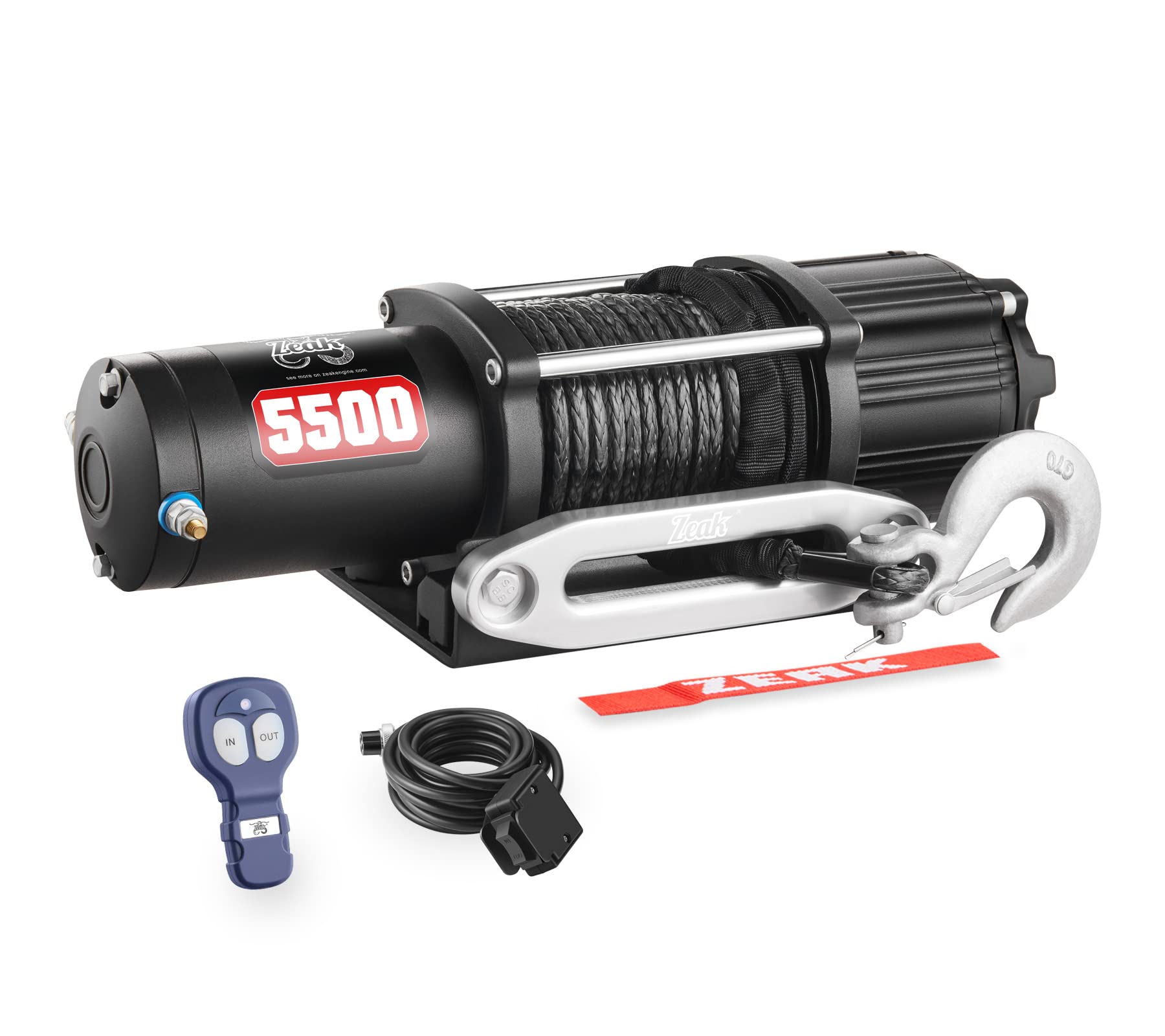 ZEAK 5500 lb Synthetic Rope Winch, with Wireless Remote Bracket, Handlebar Switch, for ATV UTV Powersports Off Road
