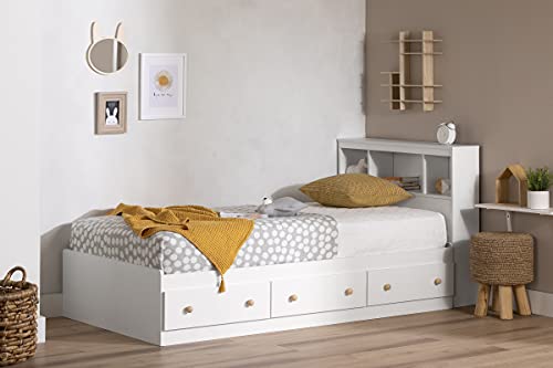 South Shore Summertime Bookcase Headboard, Twin, Pure White
