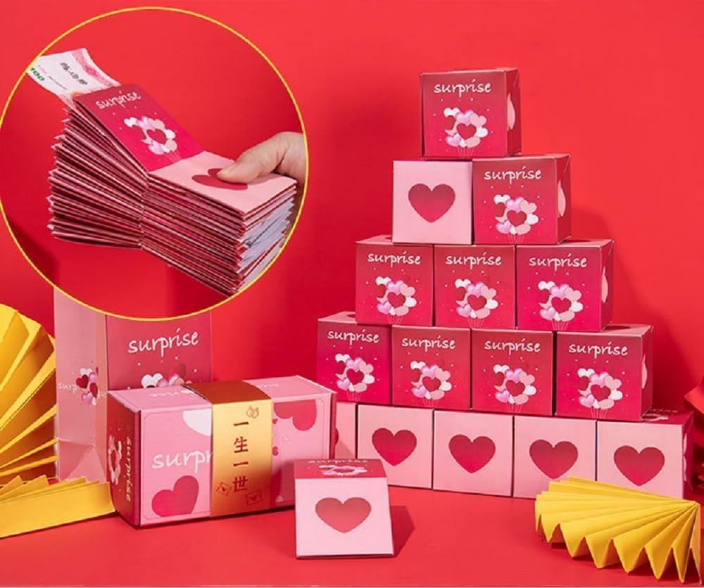 Surprise Box Gift Box,Bounce Surprise Gift Box,Surprise Gift Box Explosion for Money Creativity Folding Bouncing Red Envelope Gift Box,for Birthday(10boxes PINK)