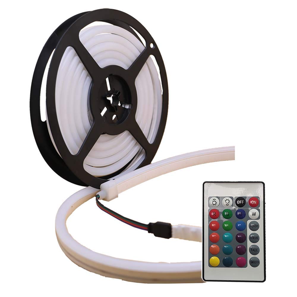 YXHL DC12V Neon Led RGB Rope Light, Flexible/Waterproof/Multi-Color/Remote Control for Home/Garden/Architectural Decoration (10 FT / 3 Meters, RGB)