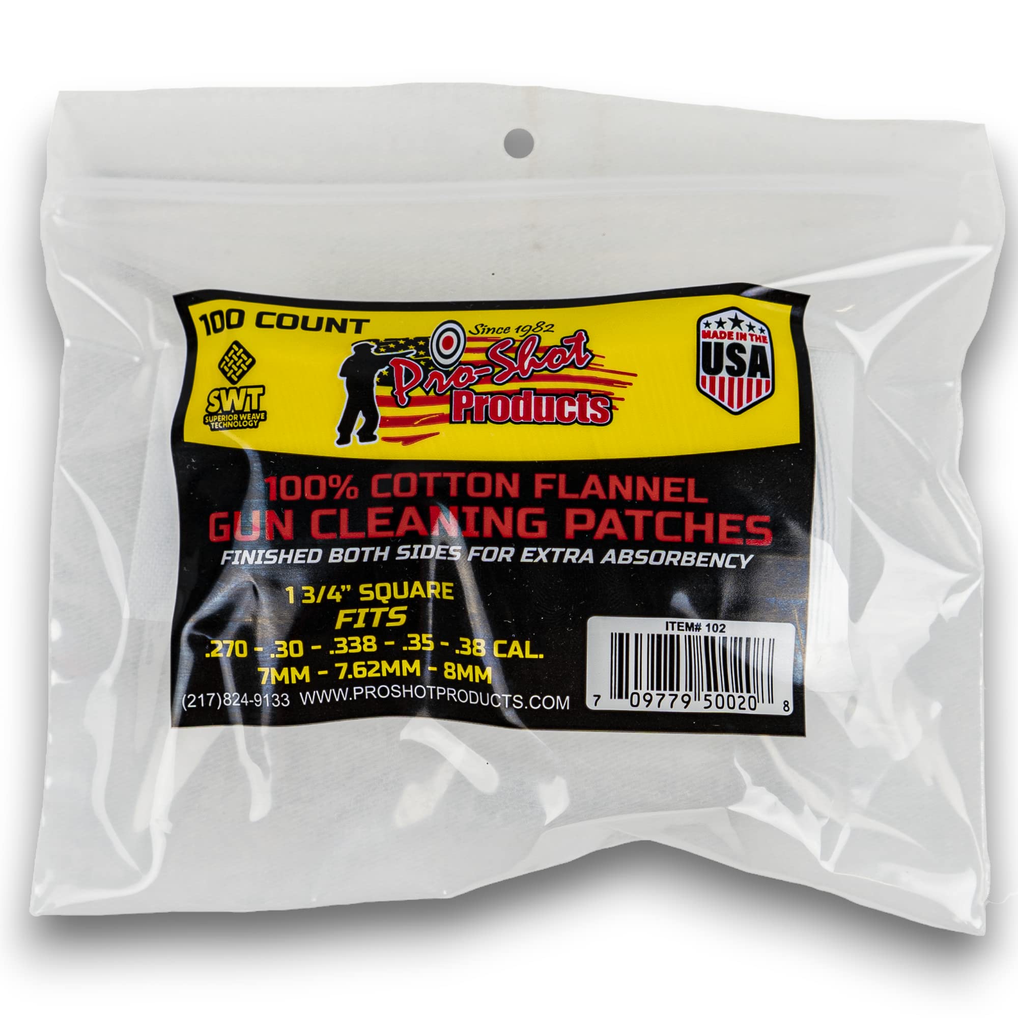 Pro Shot Products .270-.38 Caliber 100 Count Patches, White, 1 3/4" Patches