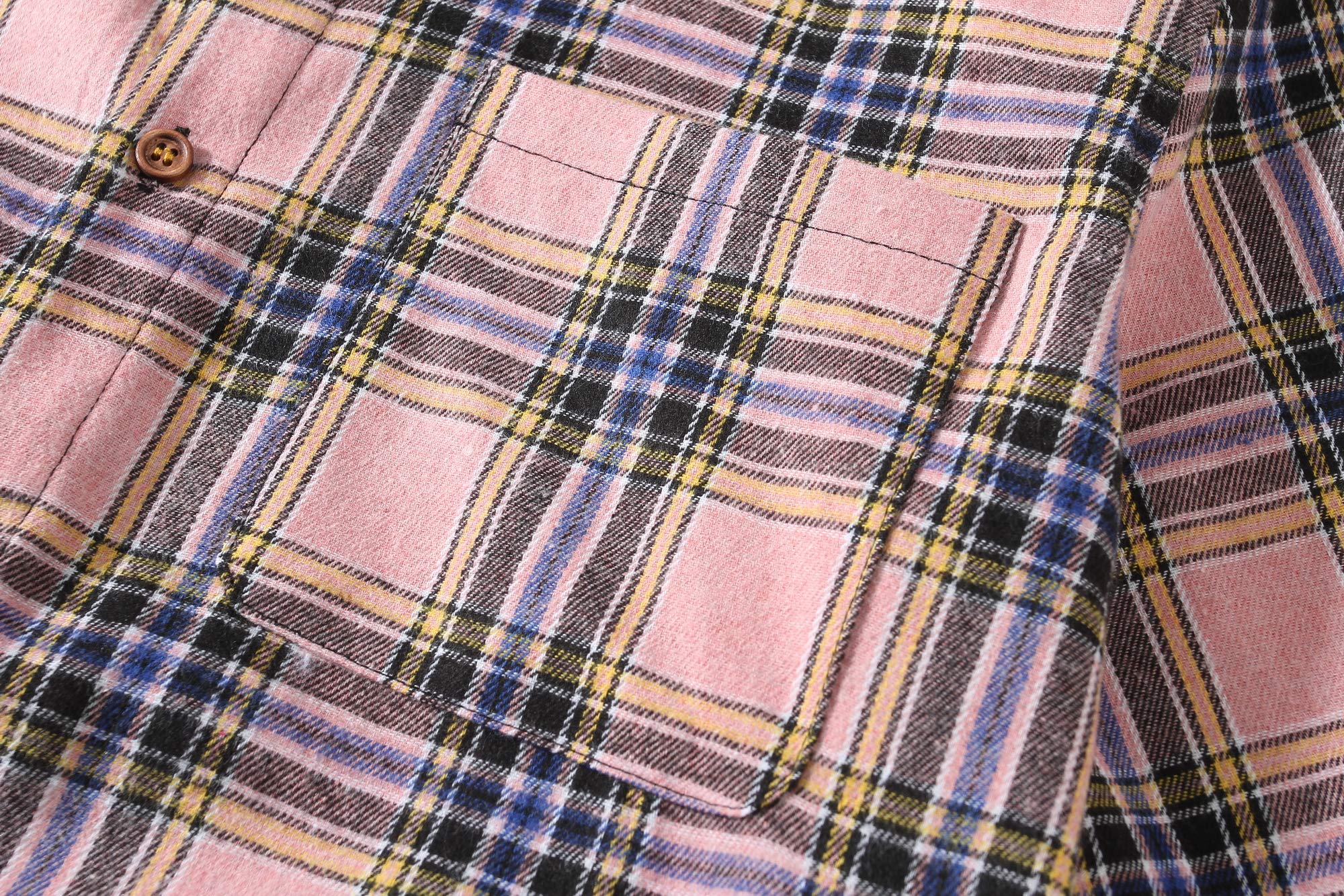 SSLR Flannel Shirt for Men, Long Sleeve Button Down Shirt Plaid Casual (XX-Large, Pink)