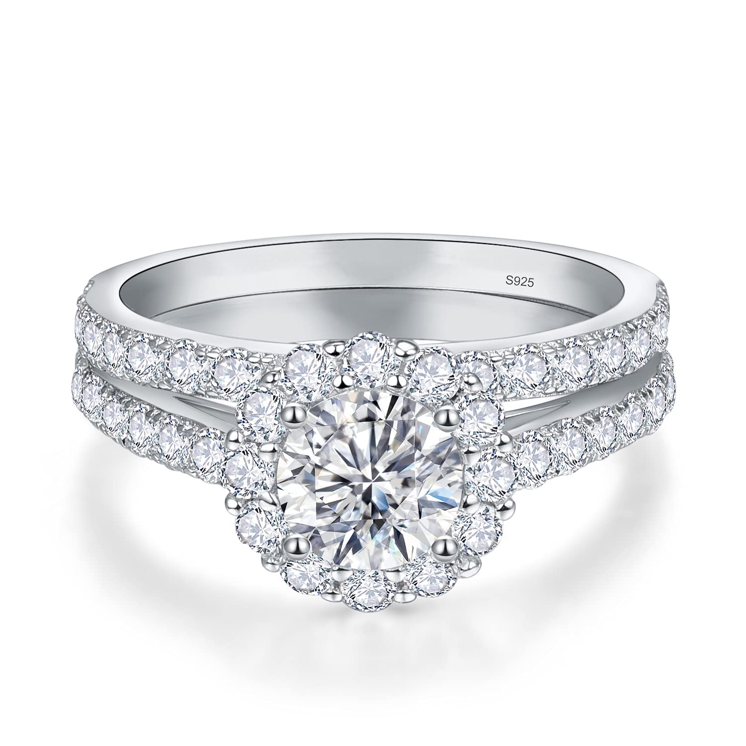 Yaresul Halo Rings for Woman,1.5ct Round Cut Cubic Zirconia Fake Engagement Ring, Proposal Rings for Her Size 7