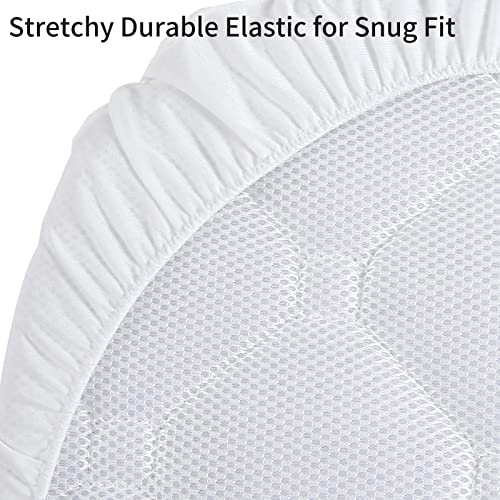 Waterproof Bassinet Mattress Cover Pack of 2, Compatible with Most Rectangle, Hourglass and Oval Bassinet Mattress, Bamboo Terry Surface, 17" x33", White