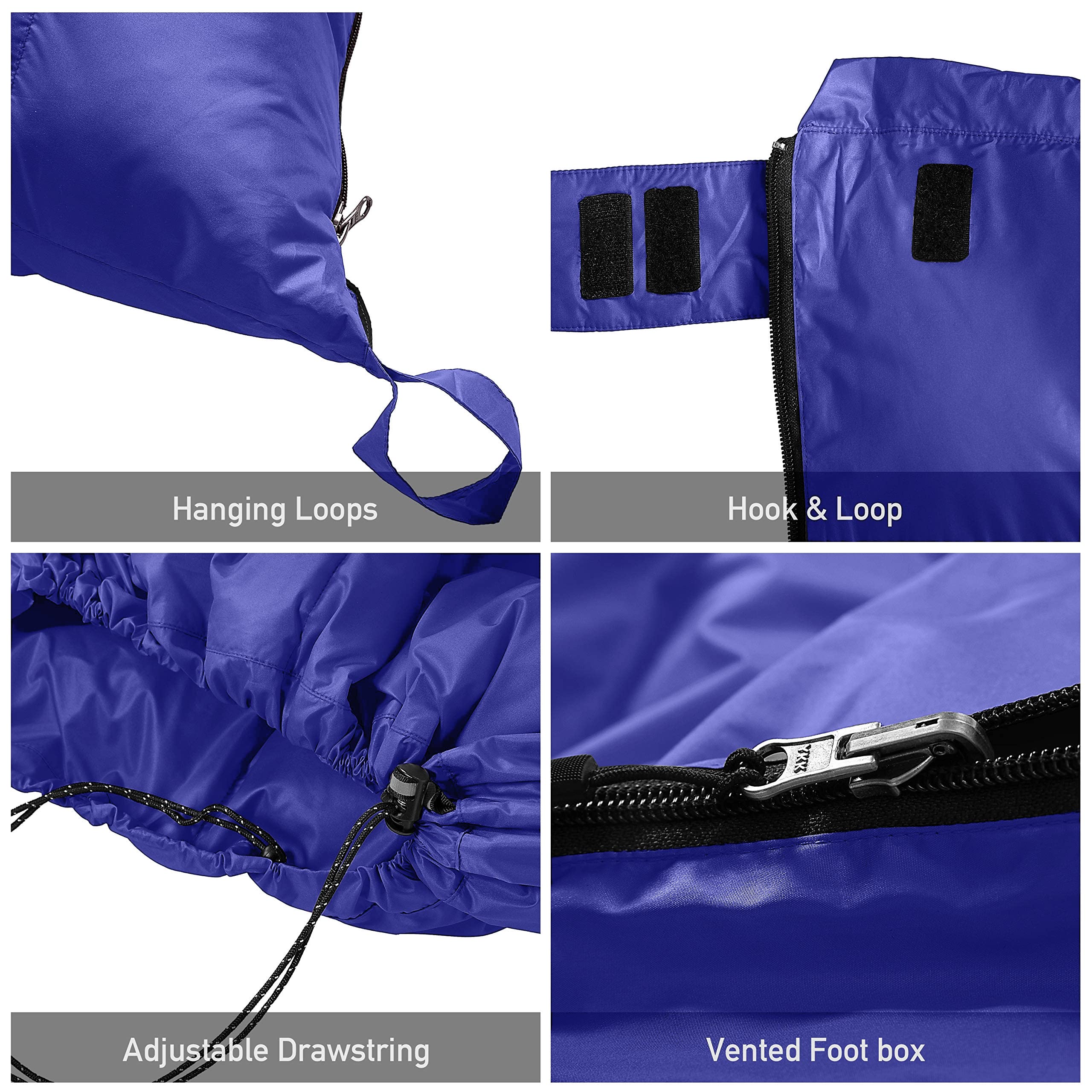 Ubon Double Sleeping Bag Queen Size XL Sleeping Bag Cold Weather 2 Person Sleeping Bag 3-4 Season for Backpacking, Camping or Hiking, Blue