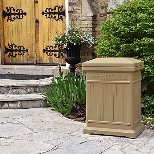RTS Home Accents ParcelWirx Premium Vertical Storage Cabinet/Package Delivery Box with Lift Off Lid, Oak