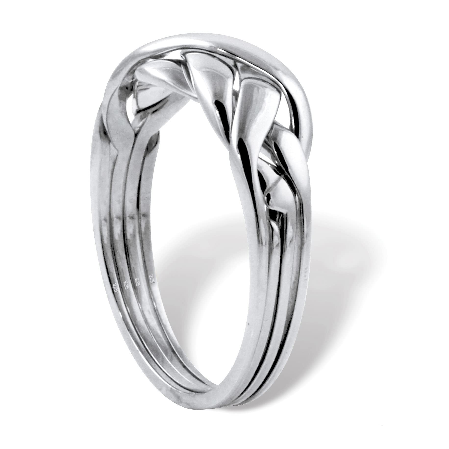 PalmBeach Yellow Gold-Plated or Platinum-Plated Sterling Silver Puzzle Ring Size 7