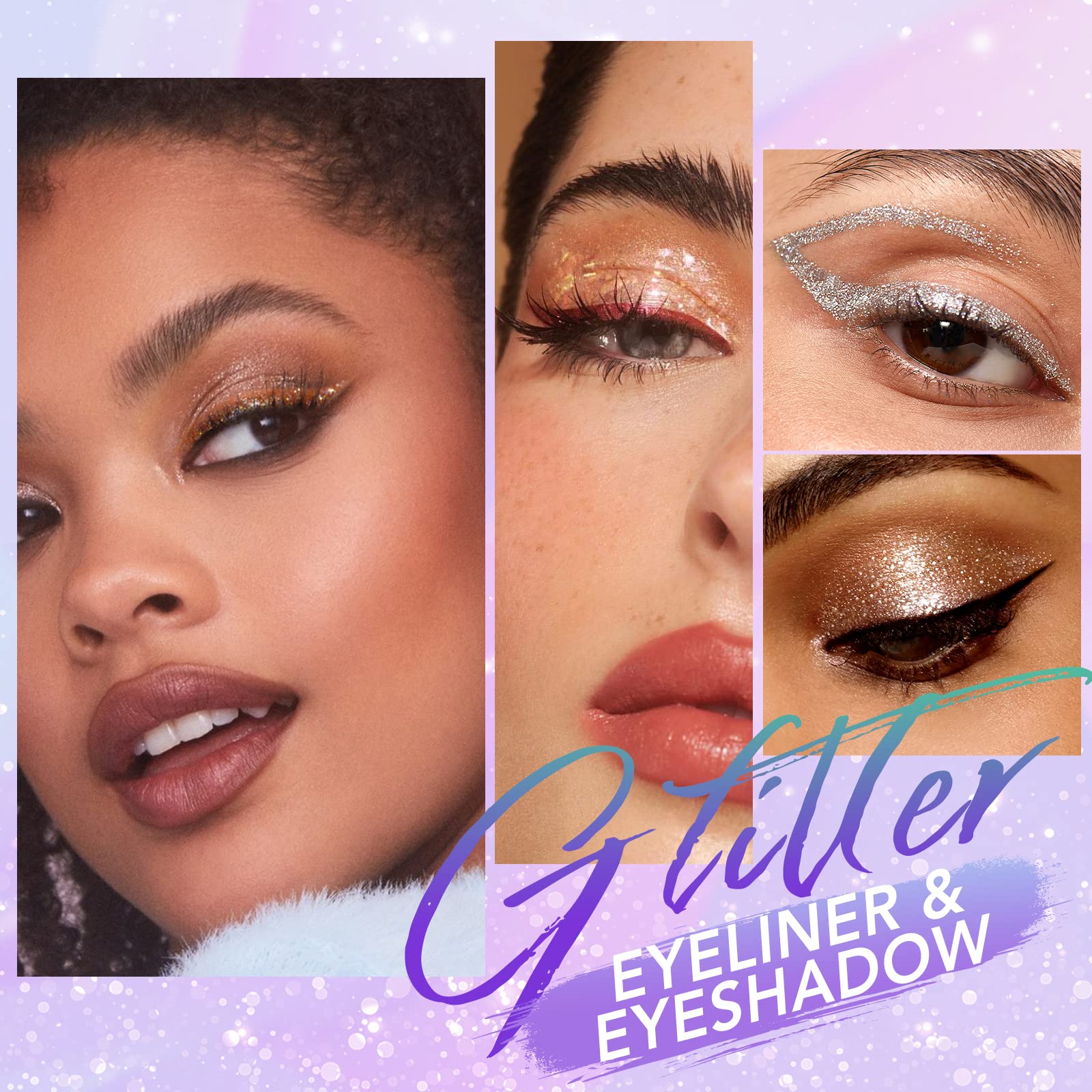 Quxunzzz Liquid Glitter Eyeshadow,Liquid Glitter Eyeliner Metallic Glitter Shimmer Eye Looks Waterproof Long Lasting Quick-Drying (Galaxy 04#)