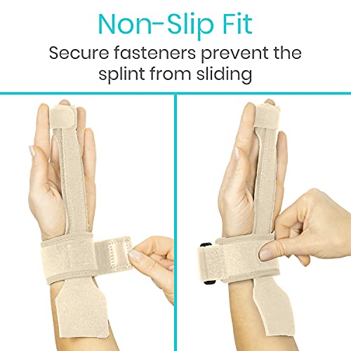 Vive Trigger Finger Splint - Full Hand and Wrist Brace Support - Adjustable Locking Straightener - Straightening Immobilizer Treatment For Sprains, Mallet Injury, Arthritis, Tendonitis (Beige)