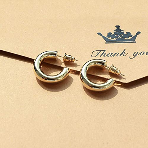 Wlane Small Thick Gold Hoop Earrings for Women, Chunky Gold Hoops 20mm(8 inch)