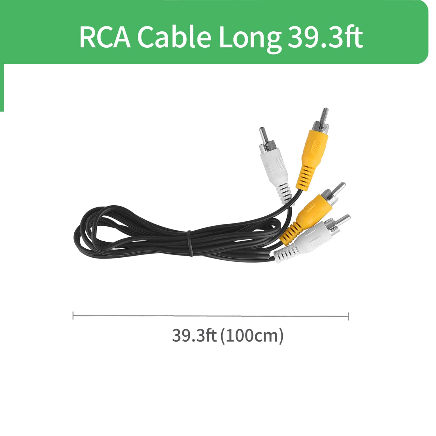 Security-01 2-Pack 2-RCA Male to 2-RCA Male Stereo Audio Cable, Black (1 Meter, 3.28 Feet)