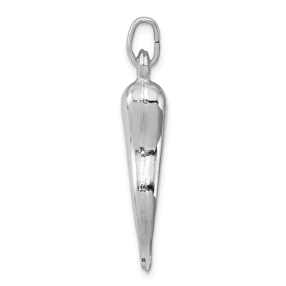 Sterling Silver Rhodium Plated Polished Italian Horn Charm Pendant