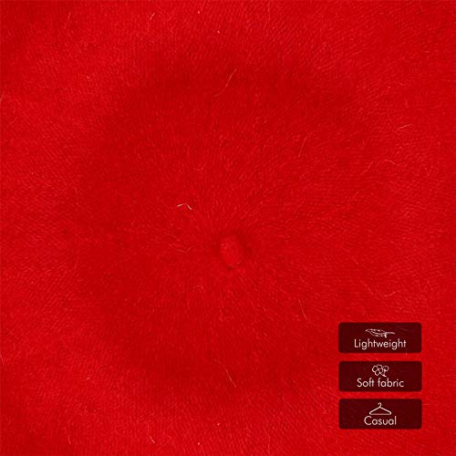 Skeleteen Red French Style Beret - Women's Classic Beret Hat For Casual Use - 1 Piece