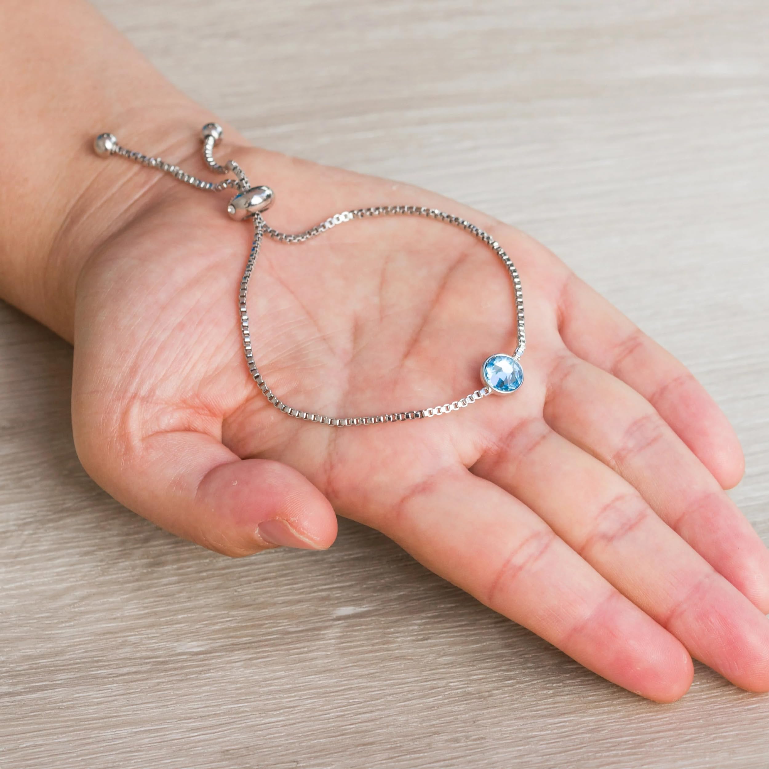 Philip Jones March (Aquamarine) Birthstone Bracelet Created with Zircondia® Crystals