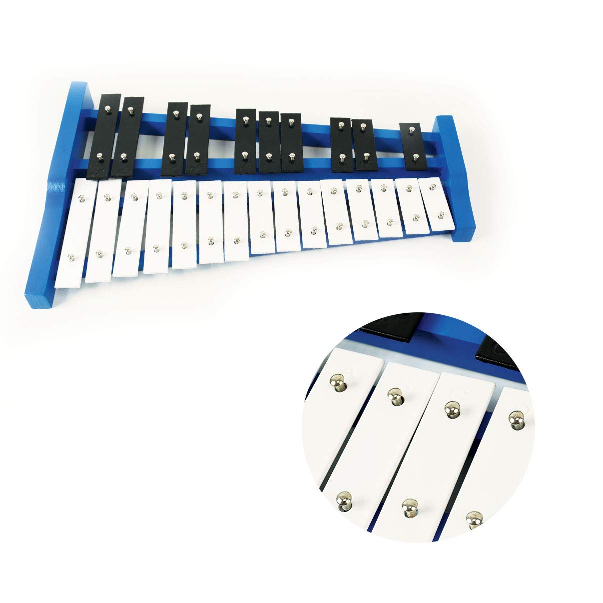 Professional Blue Wooden Soprano Glockenspiel Xylophone with 25 Metal Keys - Musical Instrument for Adults & Kids - Includes 2 Plastic Beaters/Mallets