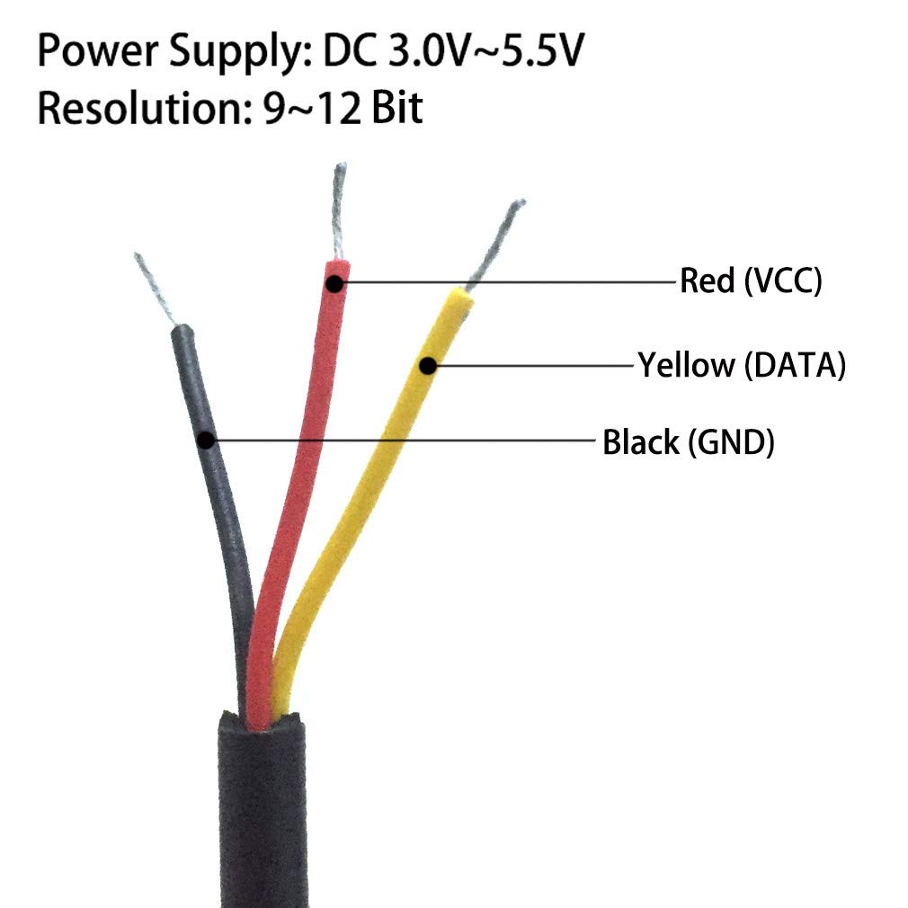 Waterproof Temperature Sensor Module Cable DS18B20 Thermometer Digital Thermal Probe for Arduinoi UNO R3 DIY Electronic Experiment 50cm 2pcs