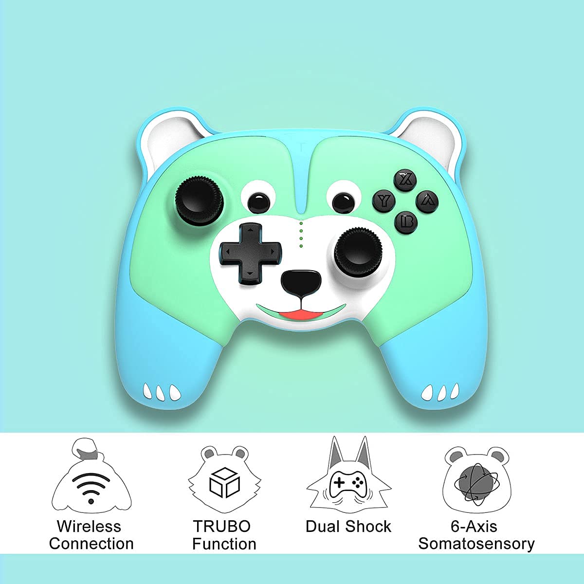 YB-OSANA Cute Switch Pro Controller for Kids Small Hands Compatible with Nintendo Switch/Switch OLED/Lite Wireless Switch Controller with Turbo Wake-Up Motion LED Light