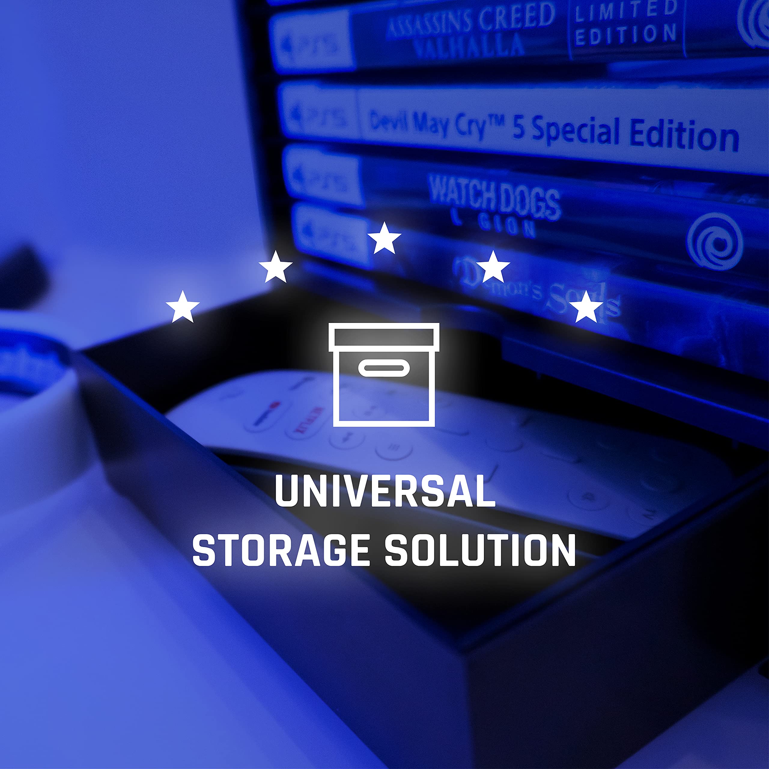 Snakebyte Games Tower 5 - Black -For PlayStation 5 Universal Storage Solution for Up to 10 Games/Blu-Ray's and 4 Controllers Storage Stand for PS5 PS4