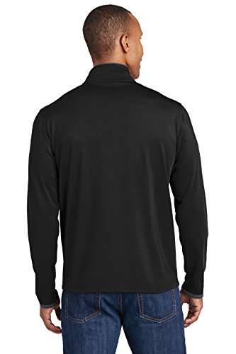 SPORT-TEK Sport-Wick Stretch Contrast Full-Zip Jacket (ST853) -Black/Char -2XL